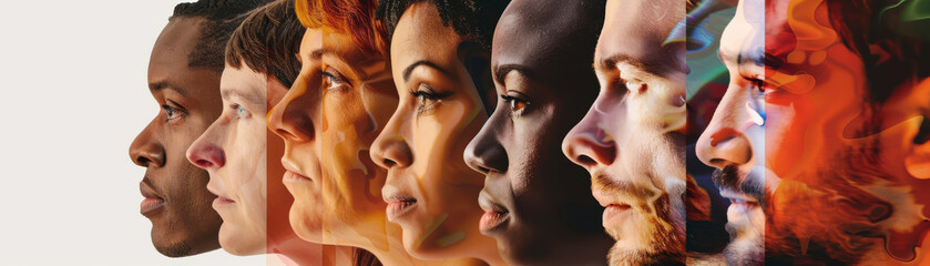 Abstract 3D illustration of a serious-looking person's face with black ...