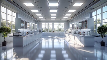Realistic 3D render of a science lab, detailed with modern equipment ...