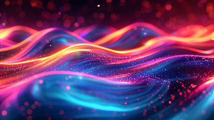 abstract futuristic background with gold PINK blue glowing neon moving ...