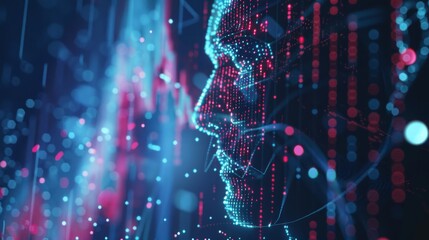 Close-up digital rendering of a woman face, showcasing intricate facial ...