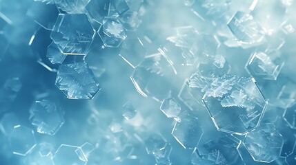 A background of hexagons with a frosted ice texture, cold and ...