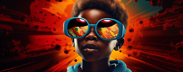 Cool kid with sunglasses and trendy colorful clothes, poster, wallpaper ...