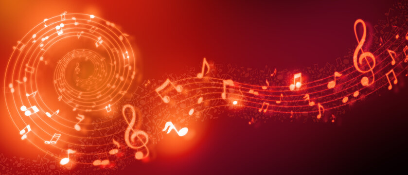 Red Music Note Background