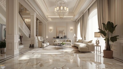 Elegant Neoclassical Mansion with Dual Staircases from Pikwizard