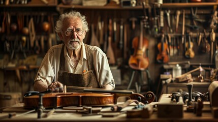 Violin Making Process with Wooden Shavings on Workbench from Pikwizard