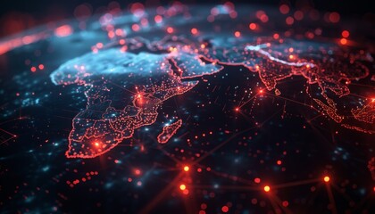 Global Network, High-tech global network interface with glowing connections, showcasing the ...