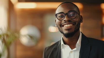 Portrait of a cheerful young African American professional businessman ...