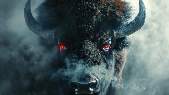 angry bison face