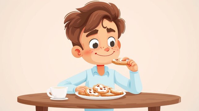 Cartoon Eating Breakfast
