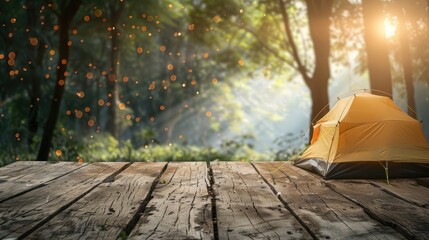 Table background of free space and camping background