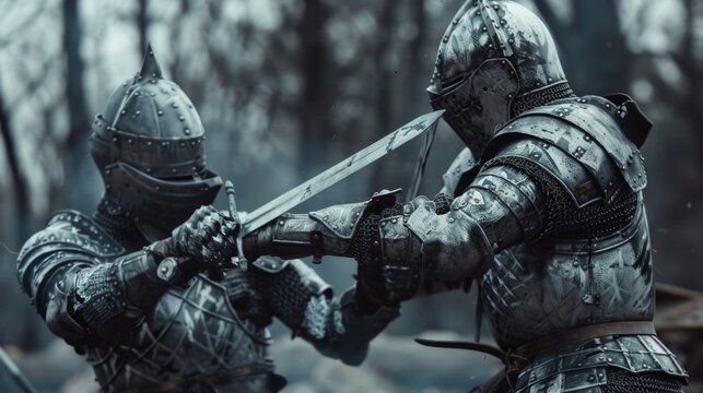 Medieval Swordsman Fighting