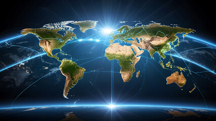 World map on a technological background. Best Internet Concept of ...