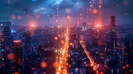 Futuristic City of Lights, futuristic city of lights, isolated midnight ...
