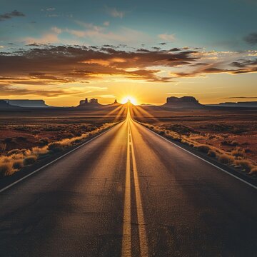 Desert Road Sunset