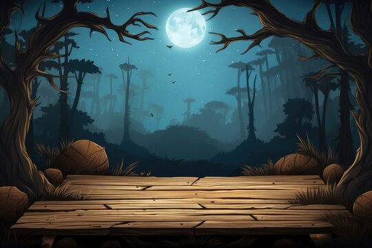 Scary Forest Cartoon Background