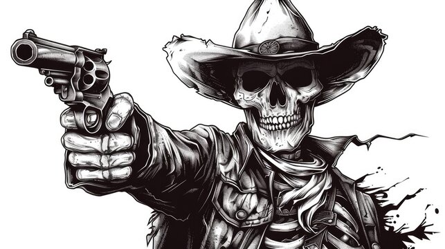 how to draw a skull with guns