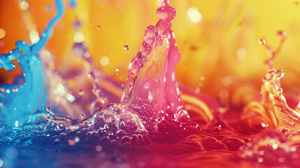 Multiple color mixing in water in abstract background. Animation.