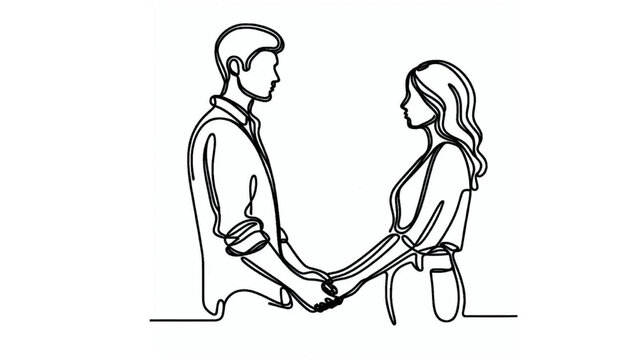 Two People Holding Hands Drawing