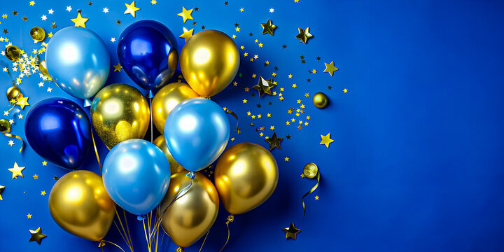 Blue and gold balloons store