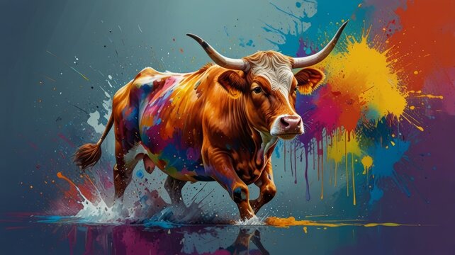 Abstract bull painting store