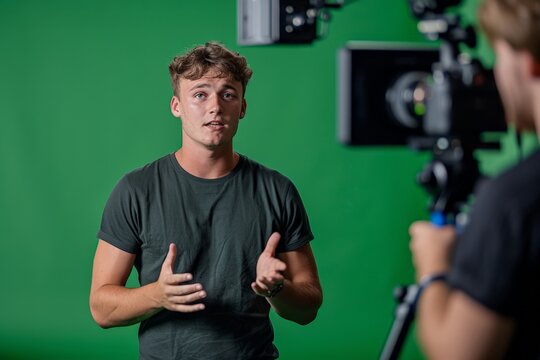 Open Hand Gesture on Isolated Green Screen Background