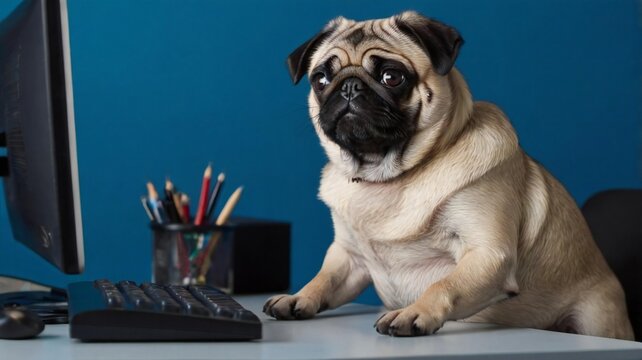 Pug On Computer Images – Browse 2,040 Stock Photos, Vectors, and Video ...