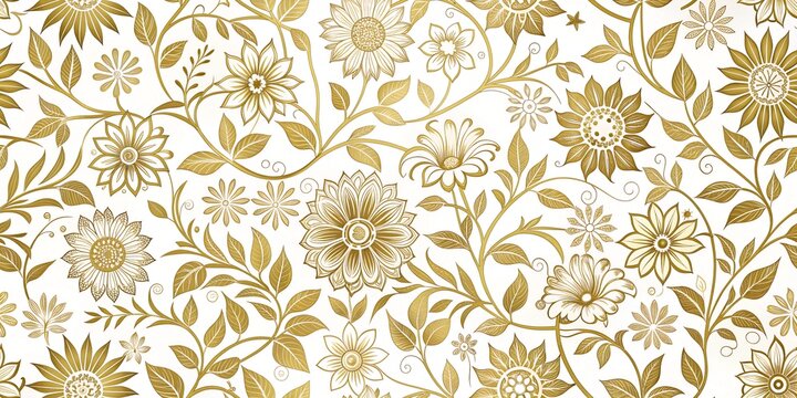 Gold Floral Pattern Wallpaper