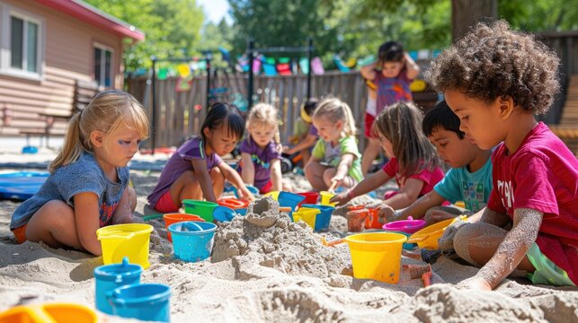Black Kids Playing In Sandbox