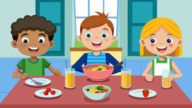 Cartoon Kids Eating Breakfast Images – Browse 18,261 Stock Photos ...