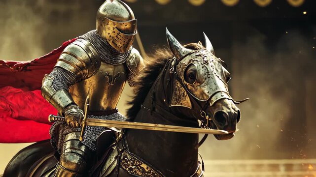 Medieval Knight Holding Sword A Medieval Knight In Full Armor Holding