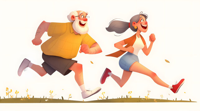 Old Man Running Cartoon
