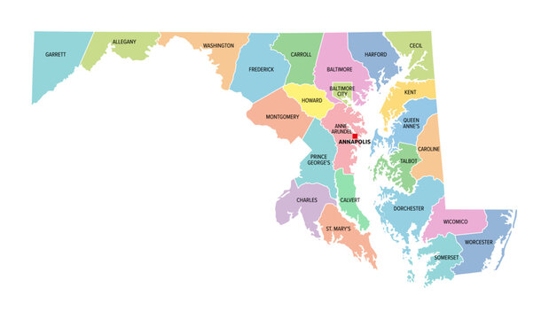 Maryland Map Counties Images – Browse 1,390 Stock Photos, Vectors, and ...