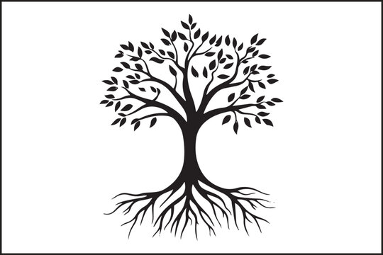 Dead Tree Silhouette With Roots