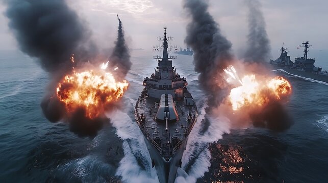 Battleship Firing Wallpaper
