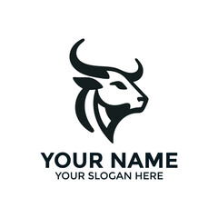 A creative bull minimal elegant logo design vector silhouette, symble ...