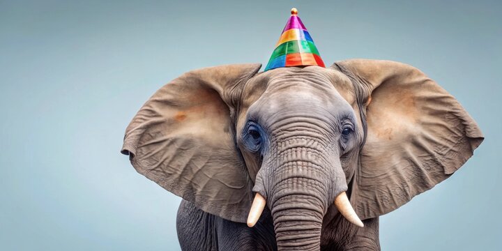 Cheerful Birthday Card with Party Elephant
