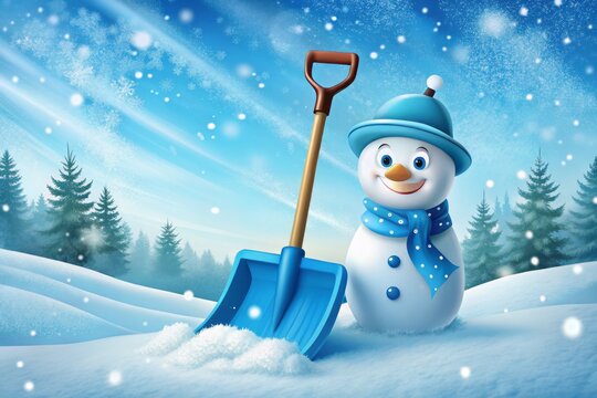 Women Shoveling Snow Cartoon