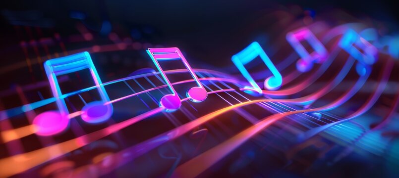 Colorful Music Notes On A Staff