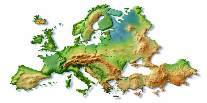 Europe Relief Map Stock