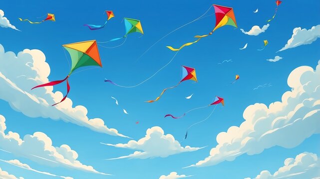 Kites Flying In The Sky Animated
