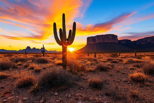 Cactus Sunset Wallpaper