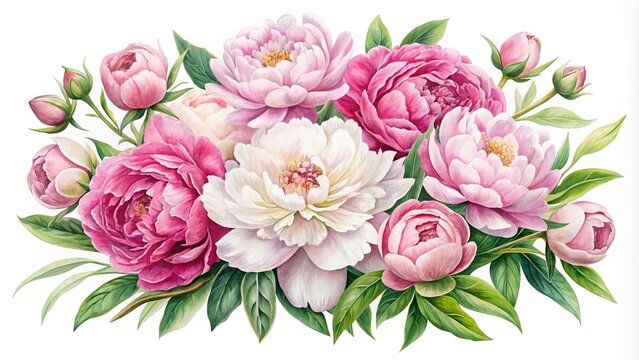 Watercolor Peony Clip Art Peony Leaves PNG Images, Peony Leaves