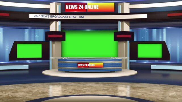 News Tv Studio Set 45 Virtual Green Screen Background News Tv Studio