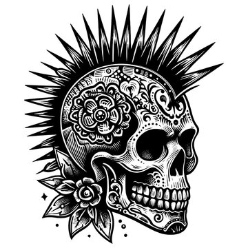 how to draw a skull with a mohawk