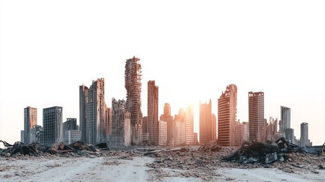 Destroyed City Skyline Drawing