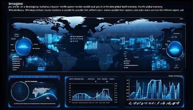 Futuristic Display with World Map and Digital Interface