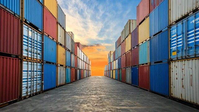 Shipping Container Background A Stack Of Shipping Containers With One