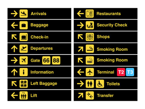 Airport Terminal Signs And Symbols