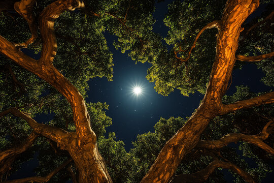 Full Moon Through Trees