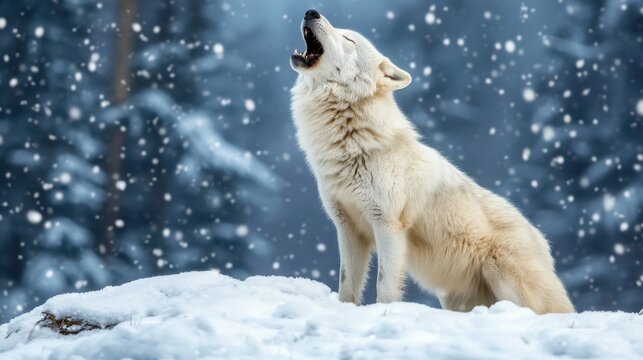 Arctic Wolf Howling Wallpaper